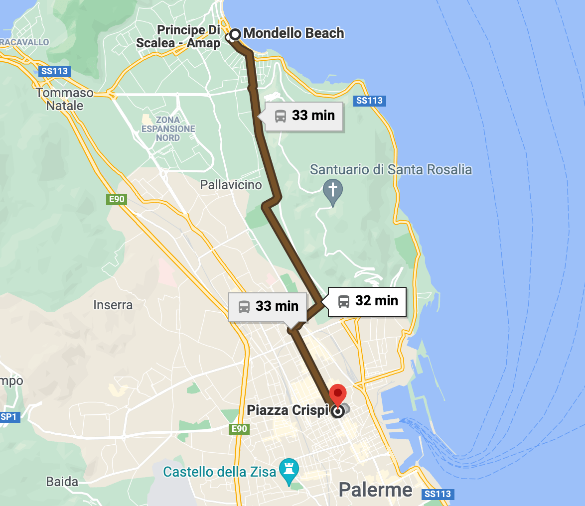Comment aller de Palerme à Mondello (la plage) ? Bus à 2,80€ aller-retour